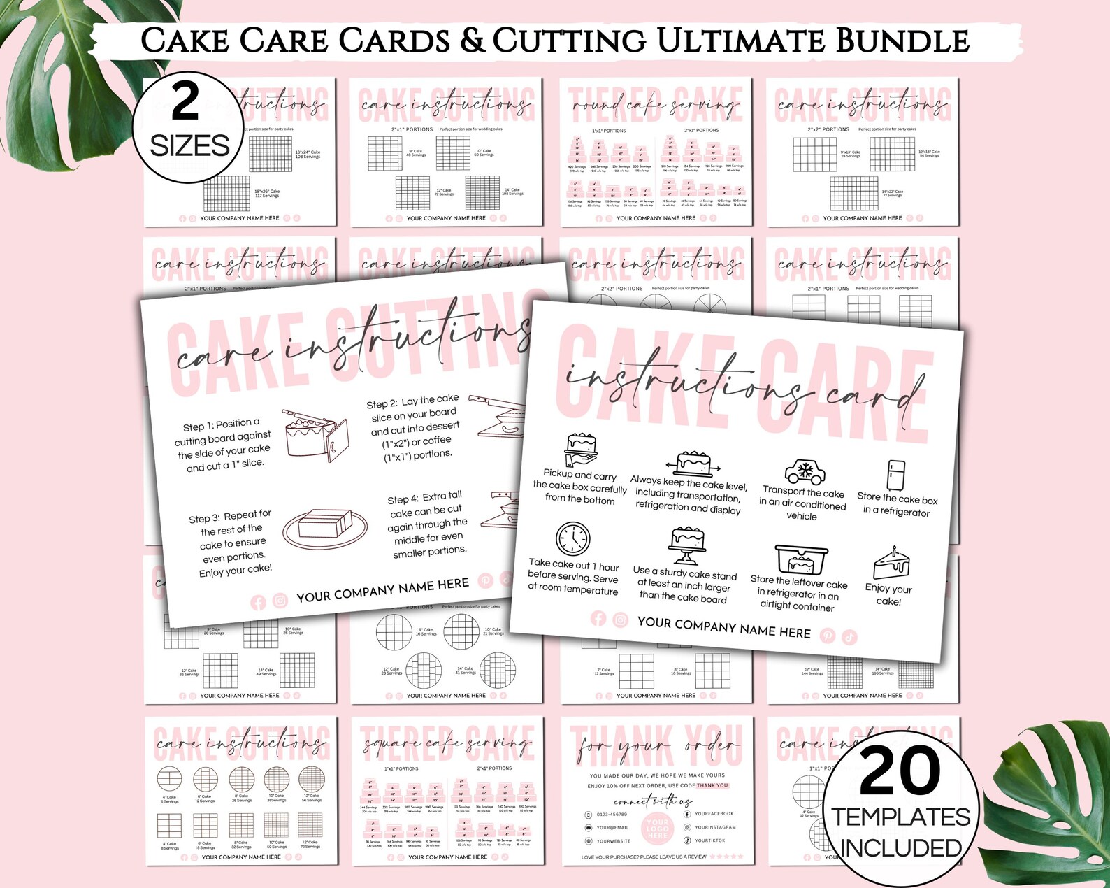 Cake Care Card Cutting Bundle, Printable Cakes Cutting Instructions ...