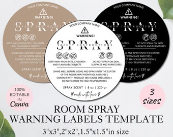 Room Spray Warning Label Template, Editable Spray Caution Label ...