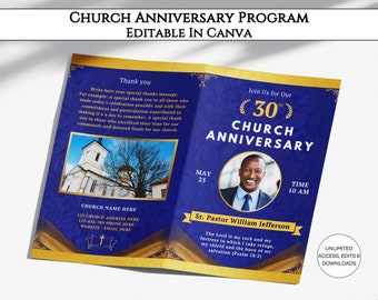 Pastor Appreciation Program Template, Editable Pastor Installation ...