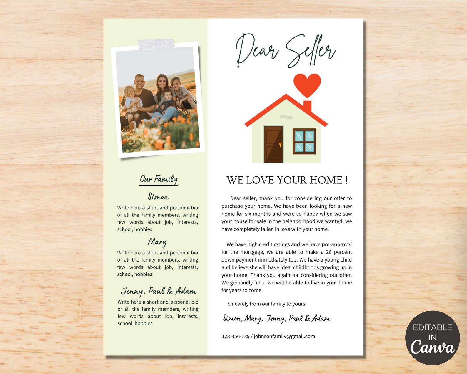 Home Offer Letter Template Editable Letter to Seller - Etsy