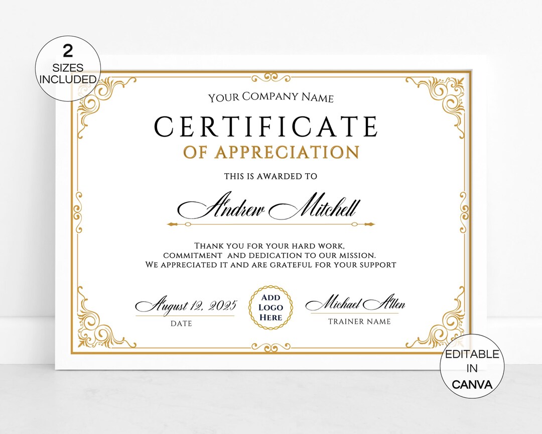Certificate of Appreciation Template, Printable Custom Appreciation ...