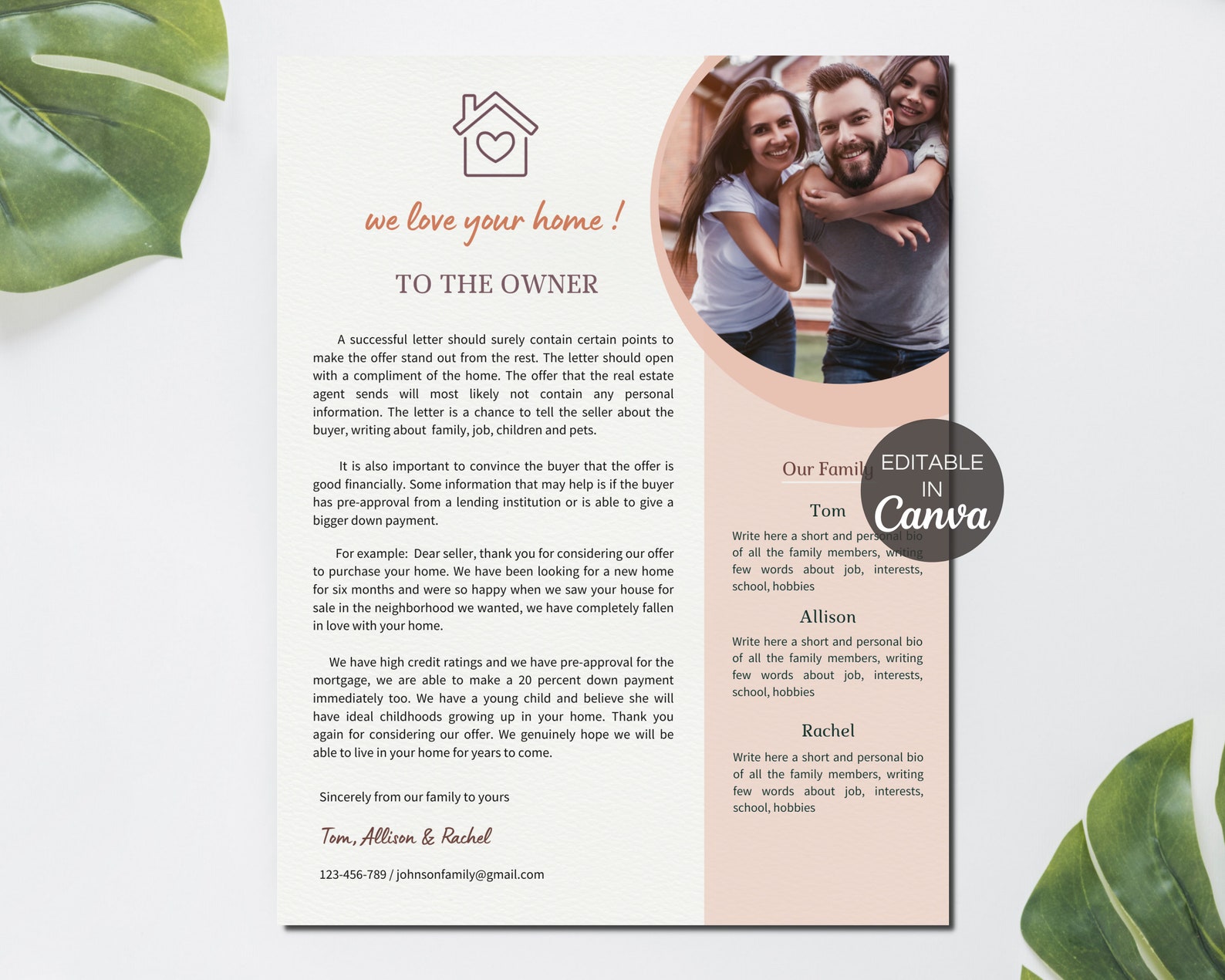 Home Offer Letter Template Editable Letter to Seller | Etsy