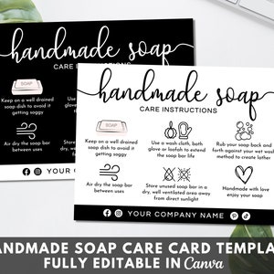 Handmade Soap Care Card Template, Editable Soap Care Cards, Printable ...
