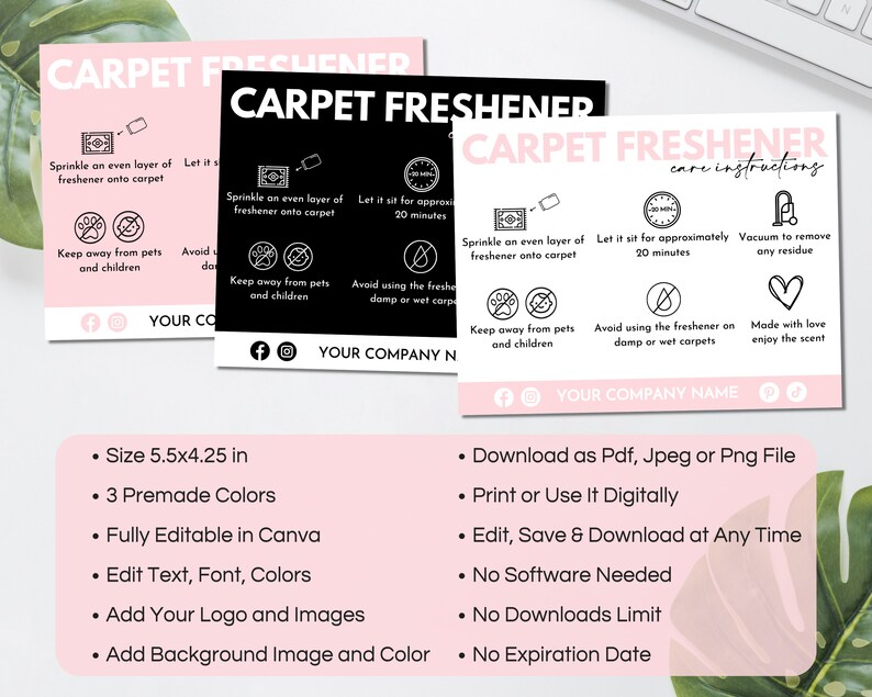 Editable Carpet Freshener Care Card Printable Rug Scented - Etsy