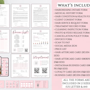 Hairdressing Forms Bundle, Editable Hair Consent Form, Hair Instagram ...