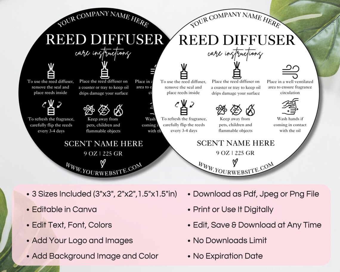 Editable Reed Diffuser Warning Label Template, Printable Reed Diffuser ...