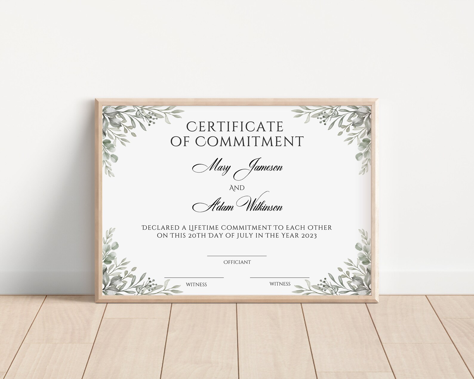 Certificate of Commitment, Printable Greenery Commitment Certificates ...