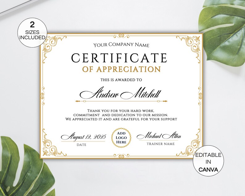 Certificate of Appreciation Template, Printable Custom Appreciation ...