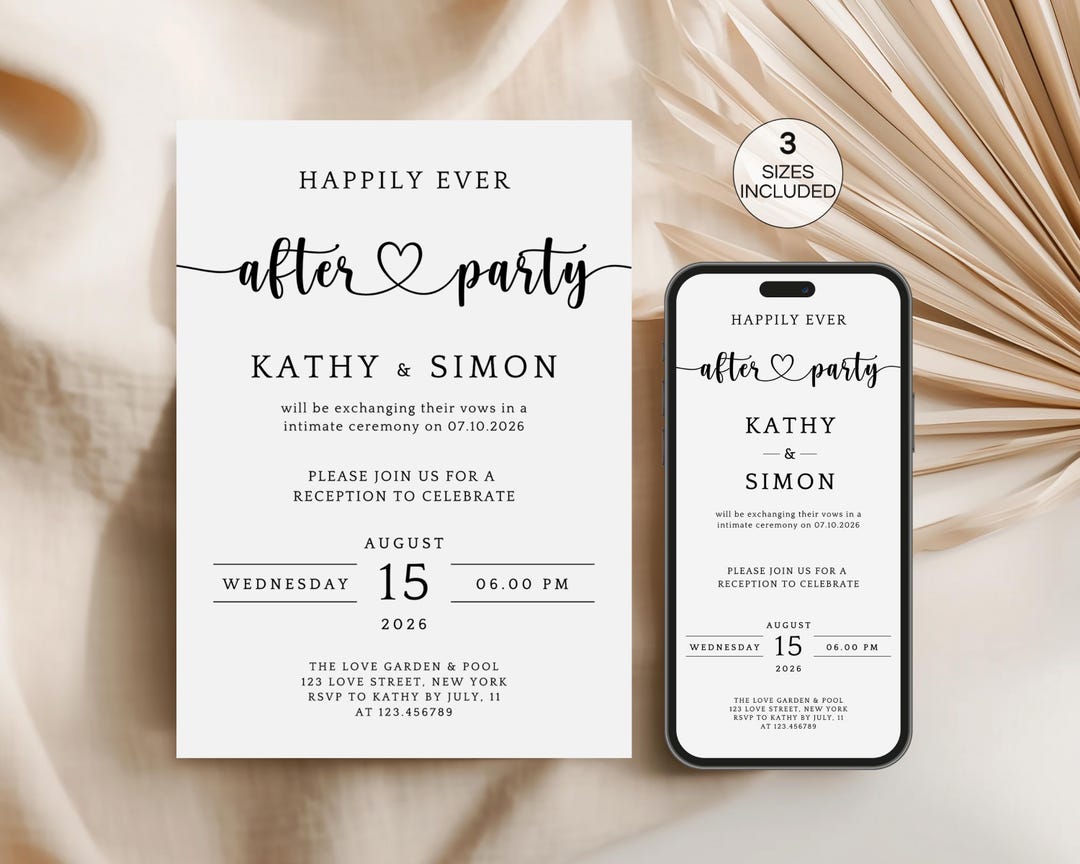 Reception Party Invitation, Happily Ever After Party Invite, Minimalist ...