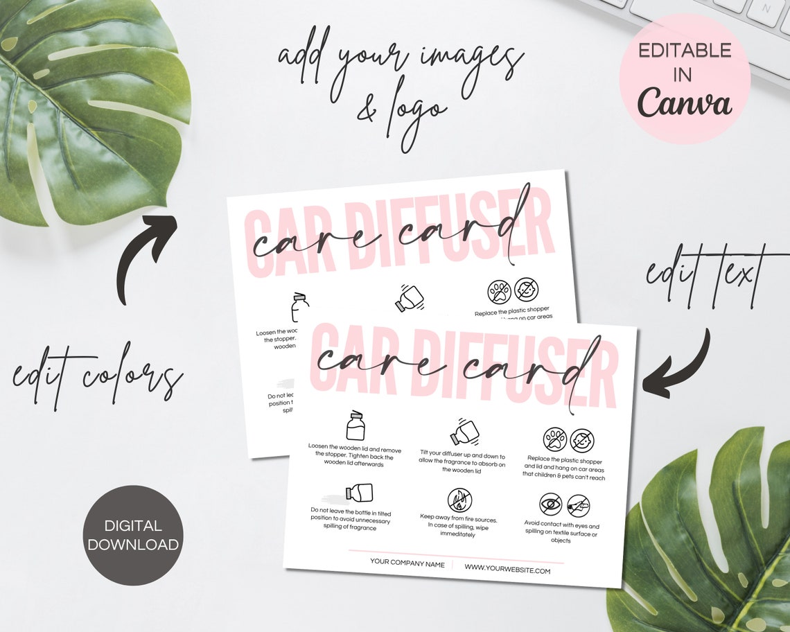 Car Diffuser Care Card Template Car Diffuser Care Guide - Etsy