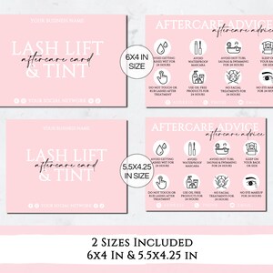 Editable Lash Lift and Tint Aftercare Card, Printable Lashes Lift After ...