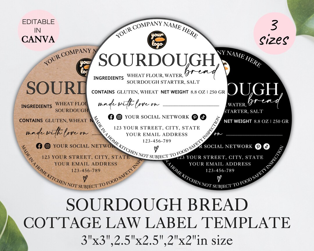 Sourdough Bread Cottage Law Label, Editable Sourdough Bread Cottage ...