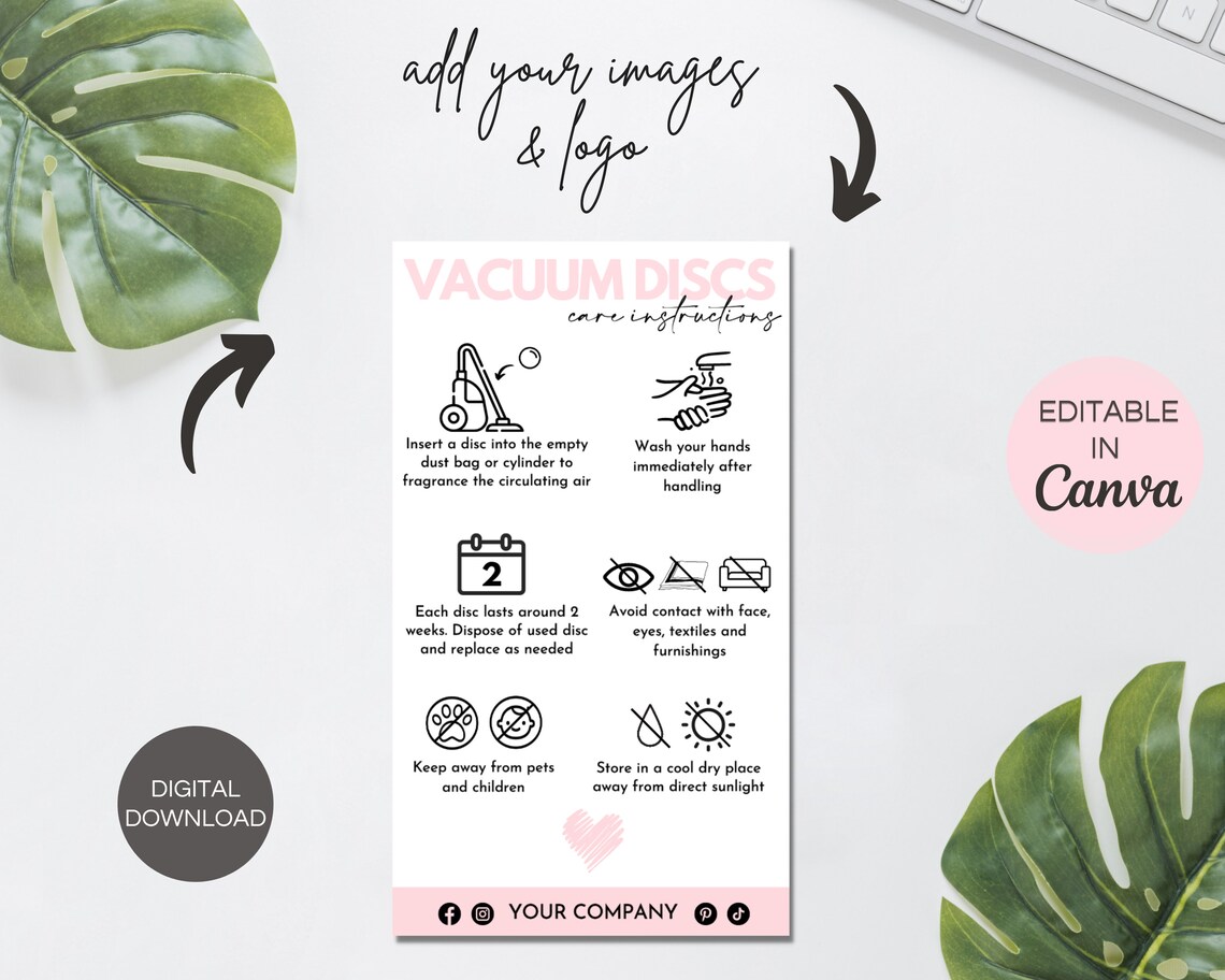 Vacuum Scented Discs Care Card, Printable Vacuum Fresheners Disc ...