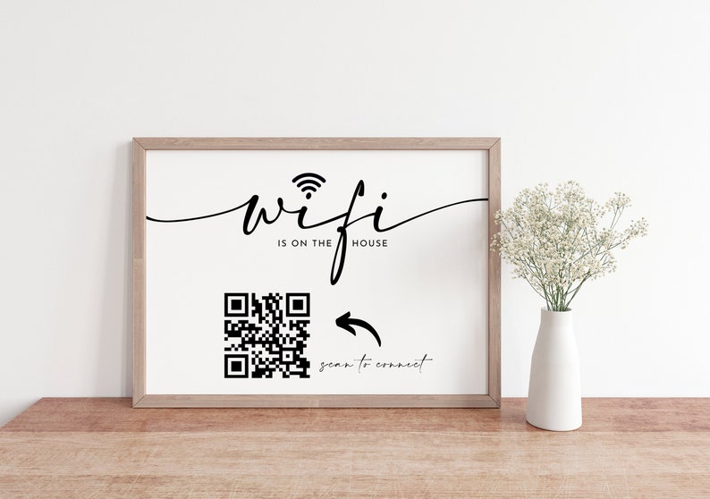 Wifi Sign QR Code Editable Wifi Sign Canva Template - Etsy