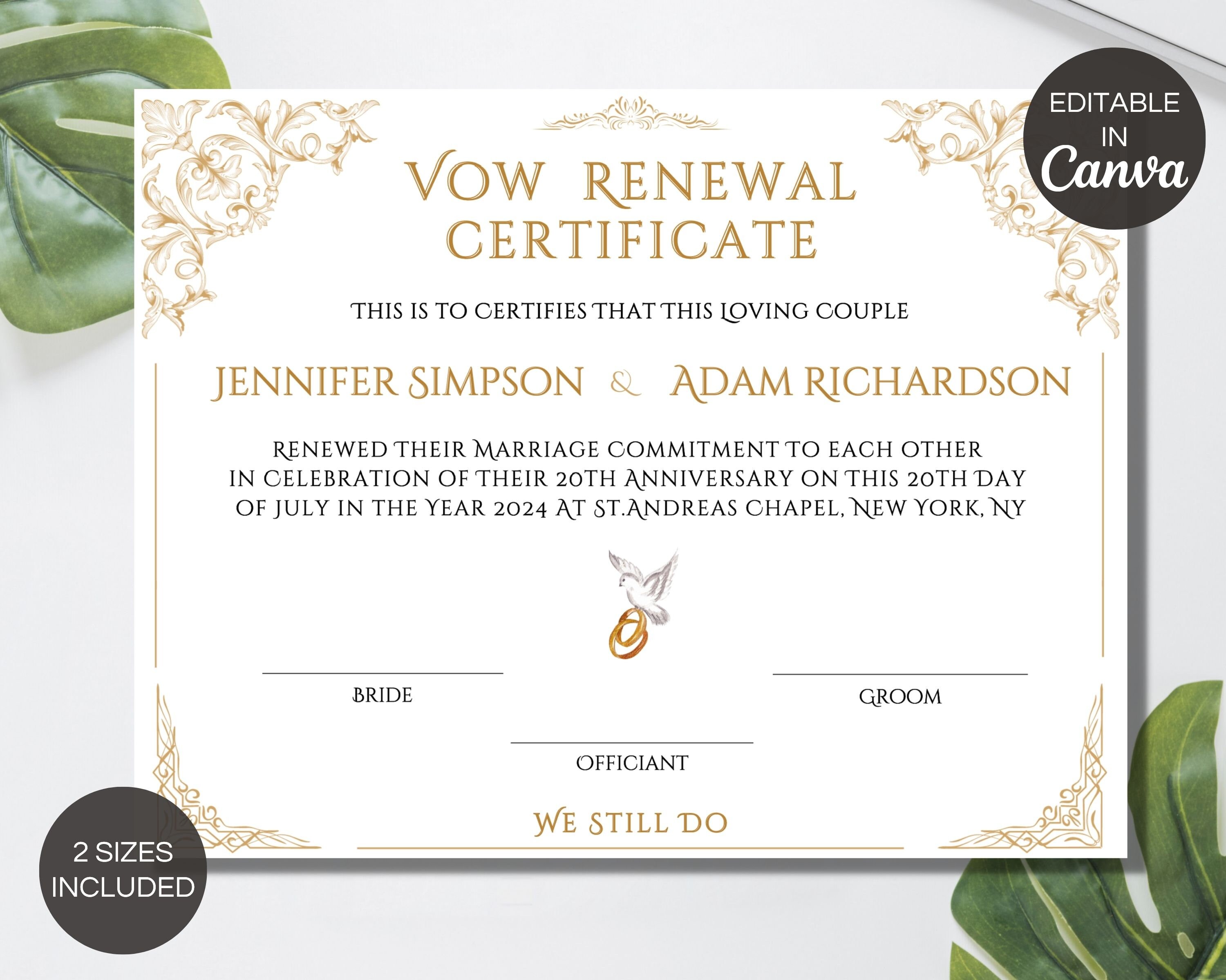25th Marriage Renewal Certificates Page 15 | Vow Renewal Certificate