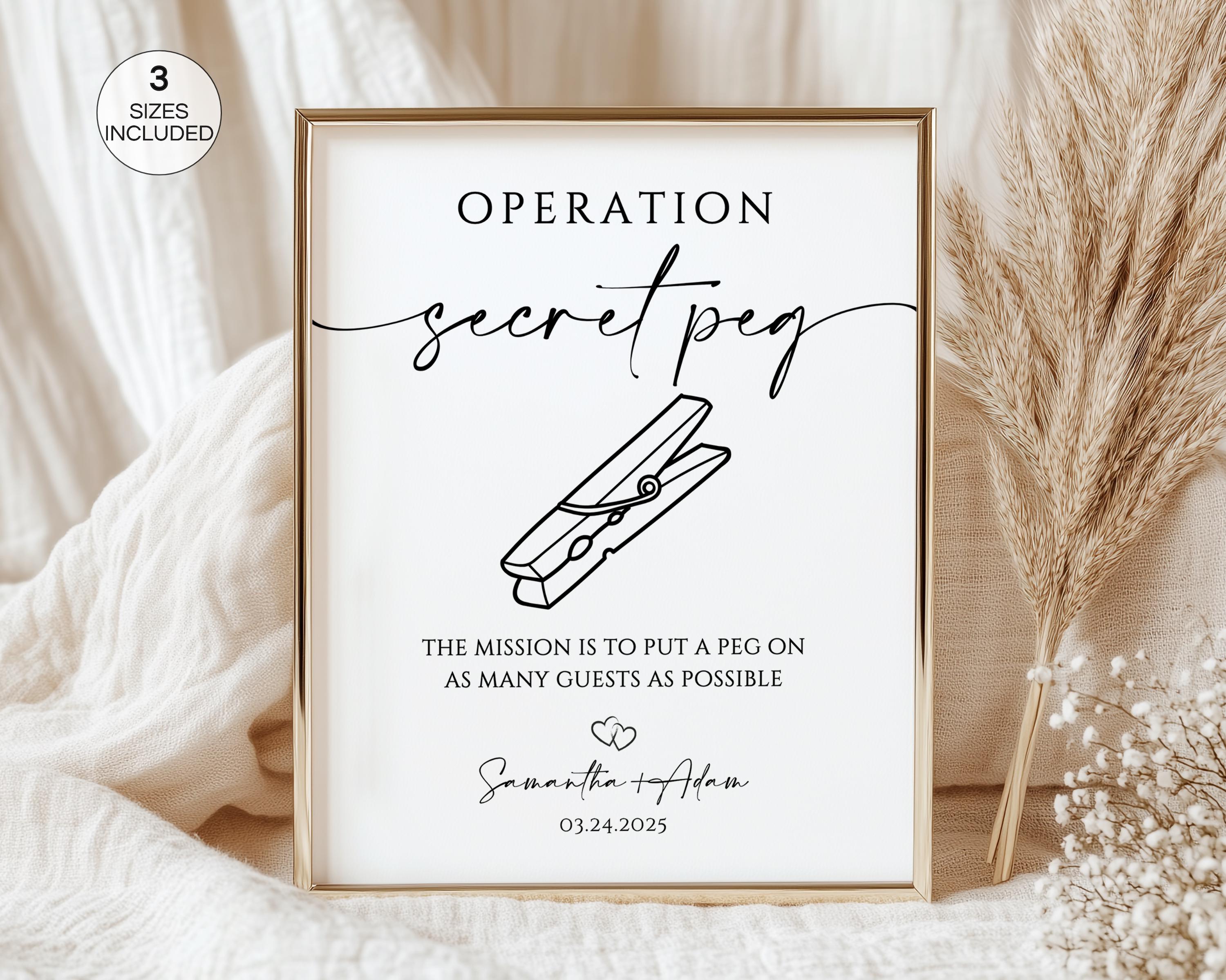 Wedding Peg Game Sign, Printable Wedding Reception Game, Editable Fun ...