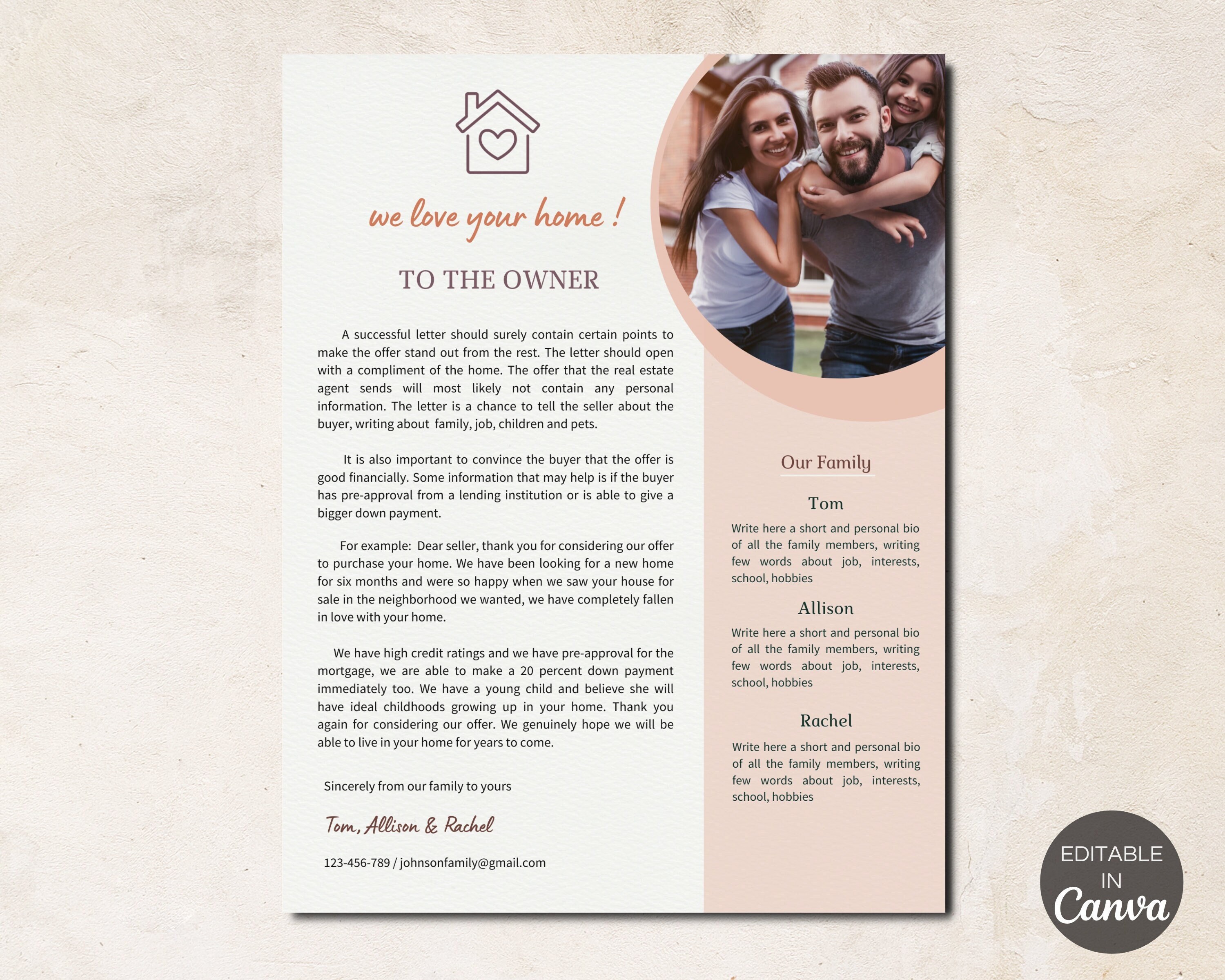 Home Offer Letter Template Editable Letter to Seller | Etsy