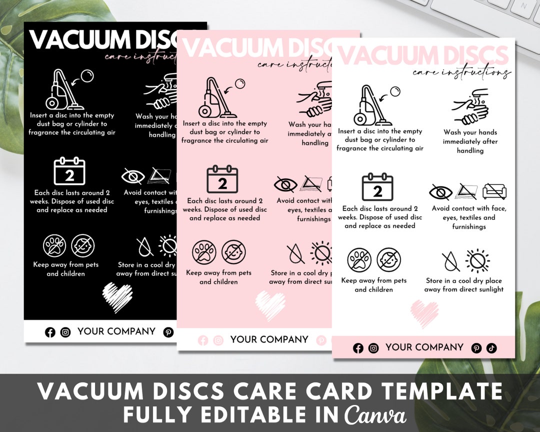 Vacuum Scented Discs Care Card, Printable Vacuum Fresheners Disc ...