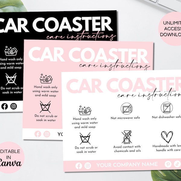 Car Coaster Printable Packaging - Etsy