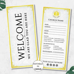 Church Connection Flyer Card Template, Editable Church Connect Card ...