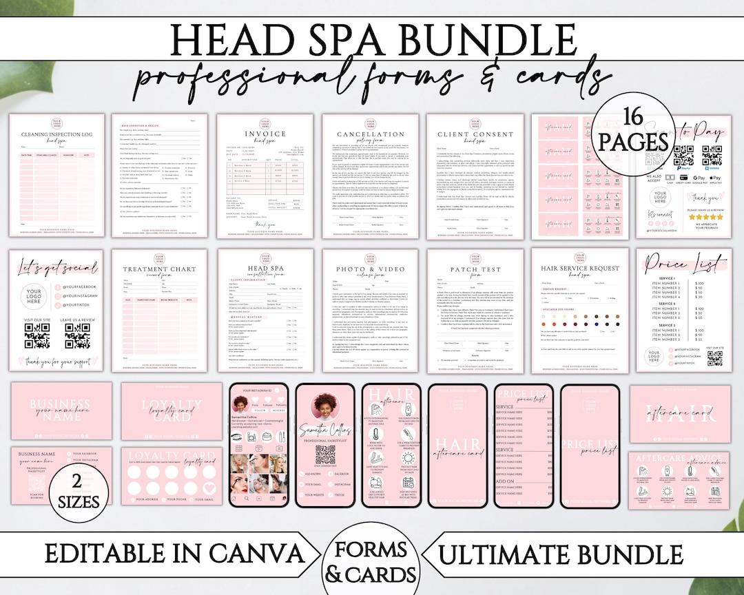Head Spa Forms Bundle, Editable Japanese Head Spa Consent Forms, Beauty ...