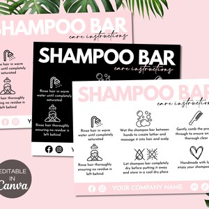 Shampoo Bar Care Card Canva Template, Editable Solid Shampoo Care ...