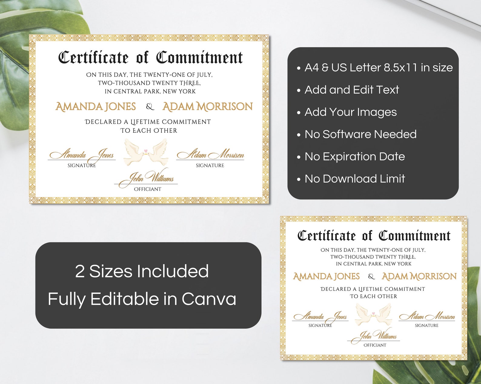 Commitment Certificate Template, Printable Certificate of Commitment ...