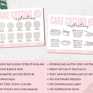 Cake Cutting Guide Cards, Editable Cake Cutting Instructions Cards ...