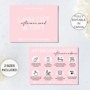 Editable Lash Lift and Tint Aftercare Card, Printable Lashes Lift After ...