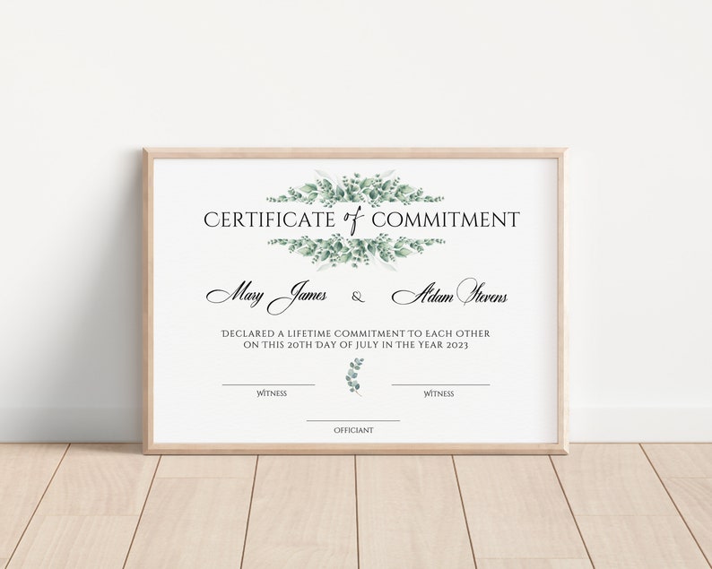 Certificate of Commitment Template Editable Commitment - Etsy