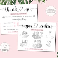 Bakery Care Card Template Bundle, Cake, Cookie Instructions (canva ...