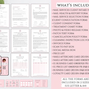 Nail Consent Form, Editable Nails Business Bundle, Nails Aftercare Card ...