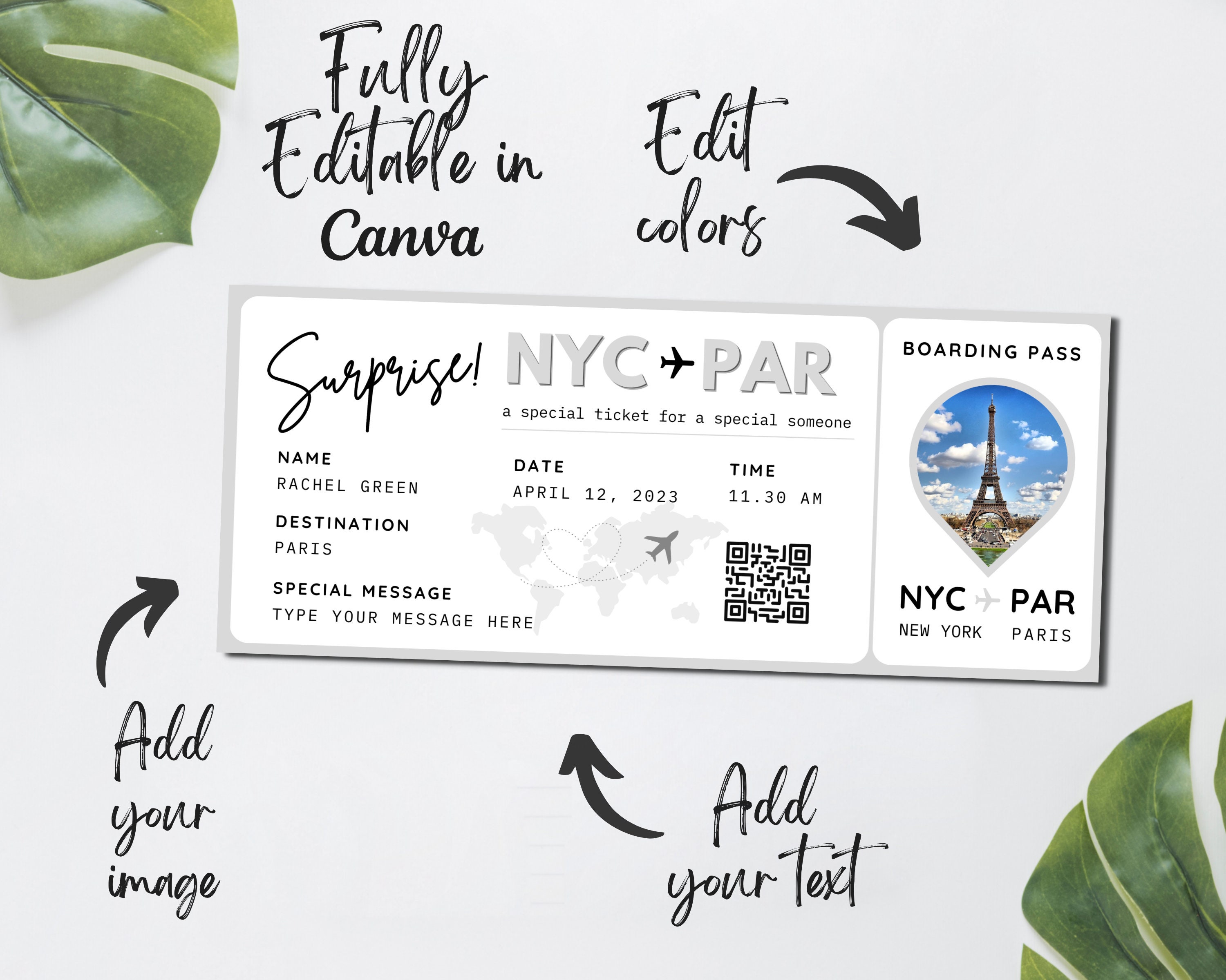 Editable Boarding Pass Template Printable Airline Ticket - Etsy Australia
