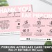 Editable Ear Piercing Aftercare Template, Printable Piercing Guide Card ...