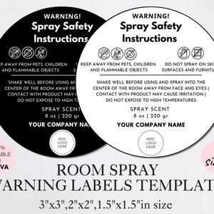 Room Spray Warning Label Template, Editable Spray Caution Label ...