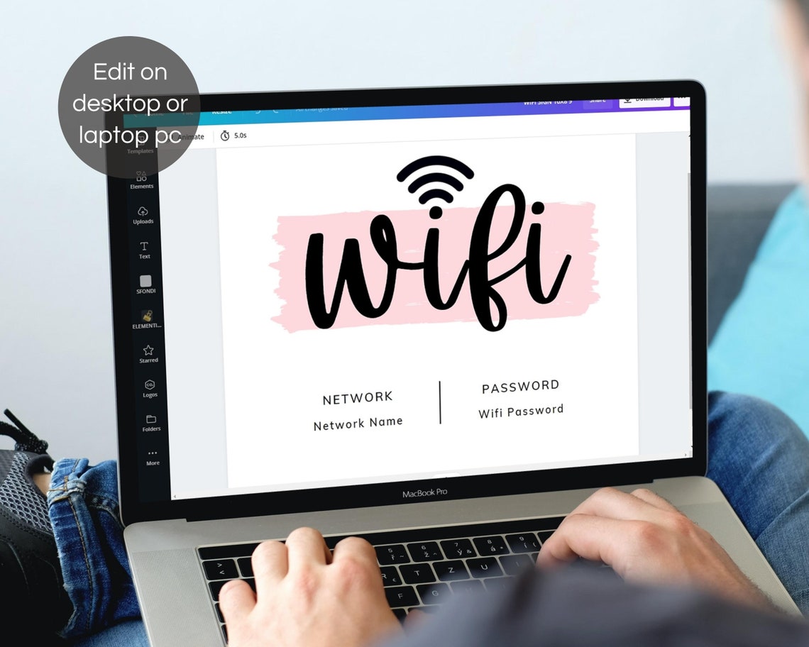 Wifi Password Template, Editable Wifi Password Sign, Printable Hosting ...