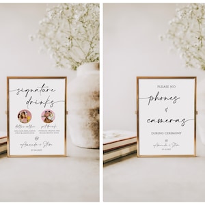Minimalist Wedding Sign Bundle, Modern Wedding Signage Bundle, Editable ...