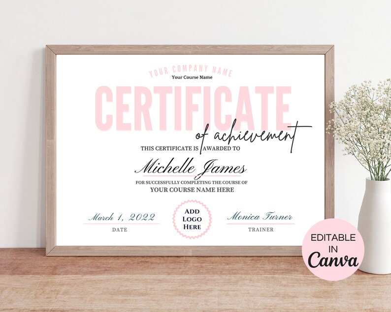 Editable Certificate of Achievement Template, Certificate of Completion ...
