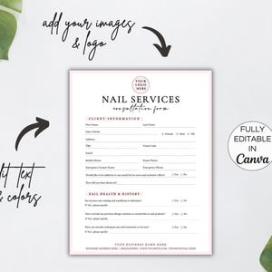 Nail Consent Form, Editable Nails Business Bundle, Nails Aftercare Card ...