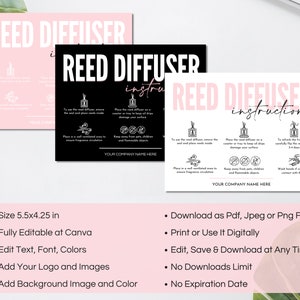 Reed Diffuser Care Card Template, Editable Reed Diffuser Care ...