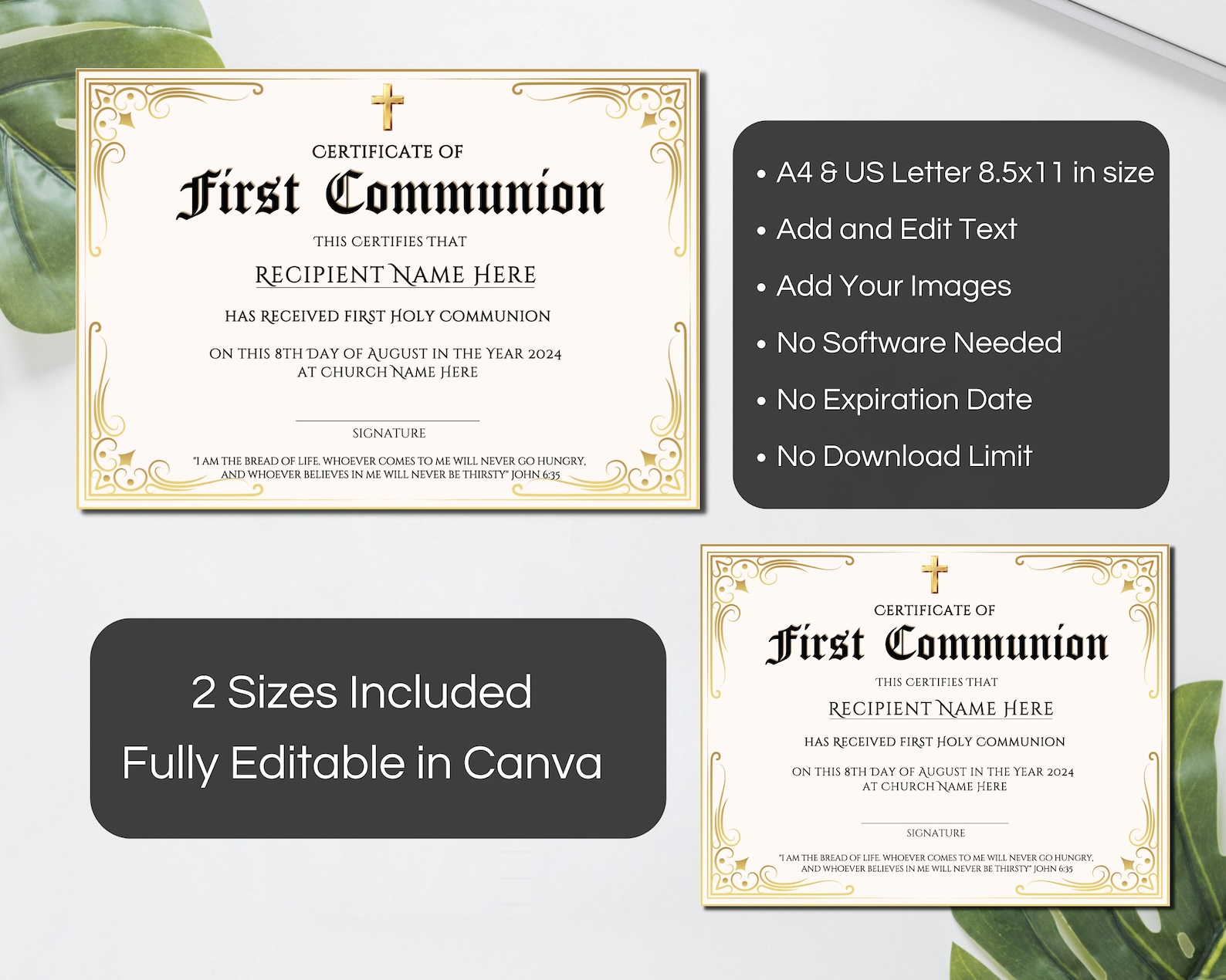 First Communion Certificate, Printable Firstholy Communion Certificates ...