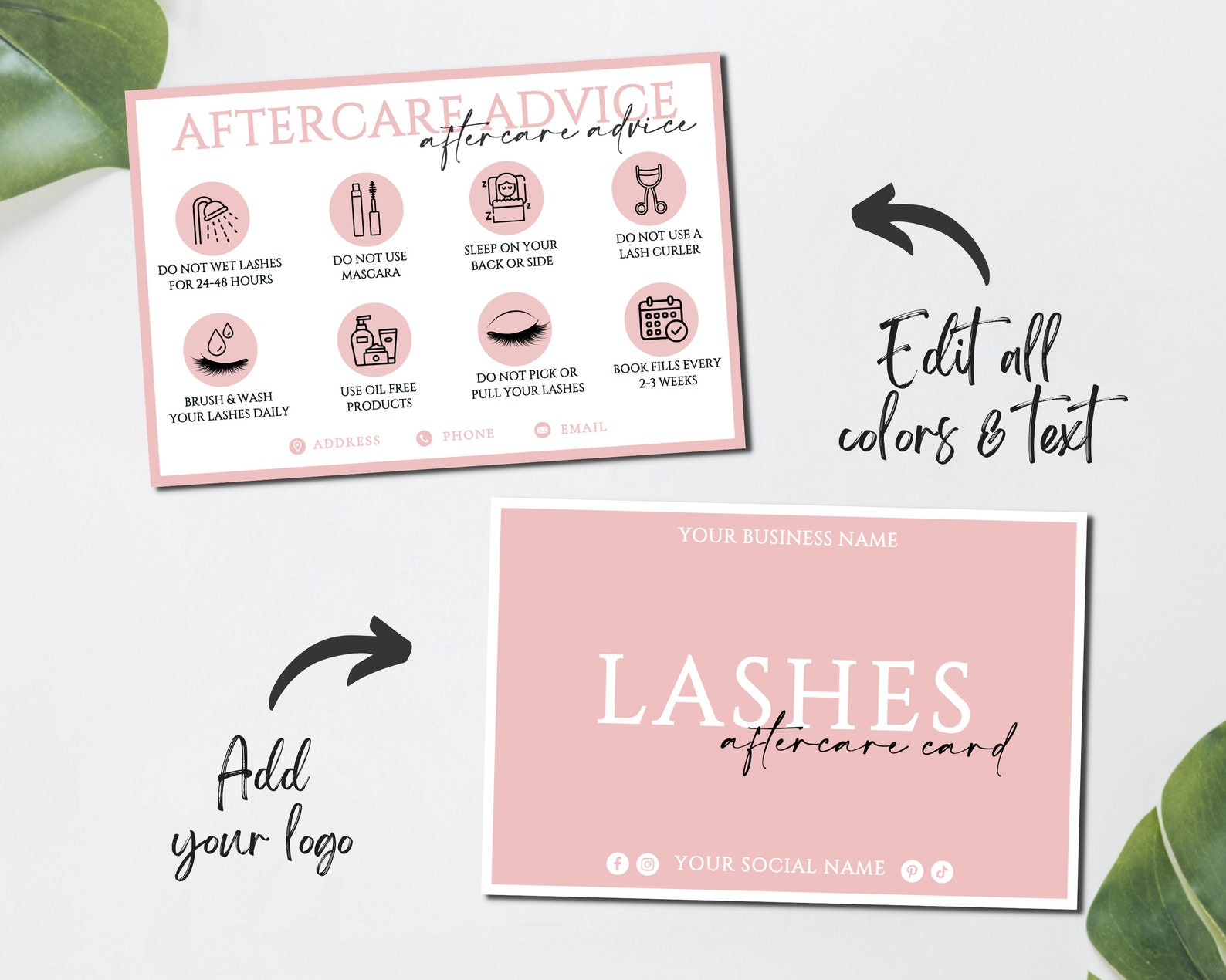 Aftercare Cards Templates Bundle, Editable Esthetician Template Bundle ...