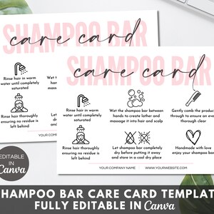 Shampoo Bar Care Card, Printable Solid Shampoo Instructions Cards ...