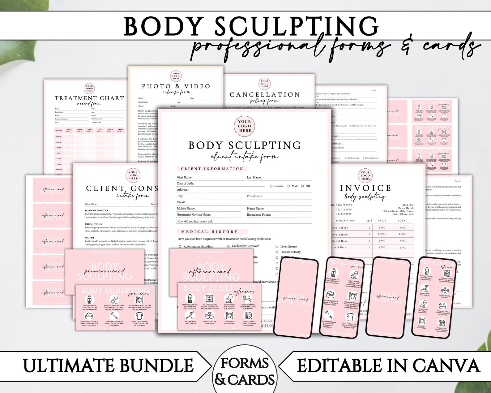 Body Sculpting Intake Forms Bundle, Editable Body Contouring ...