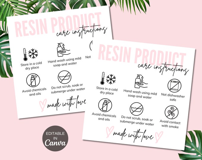 Editable Resin Care Card Template, Resin Guide Canva Template, Simple ...