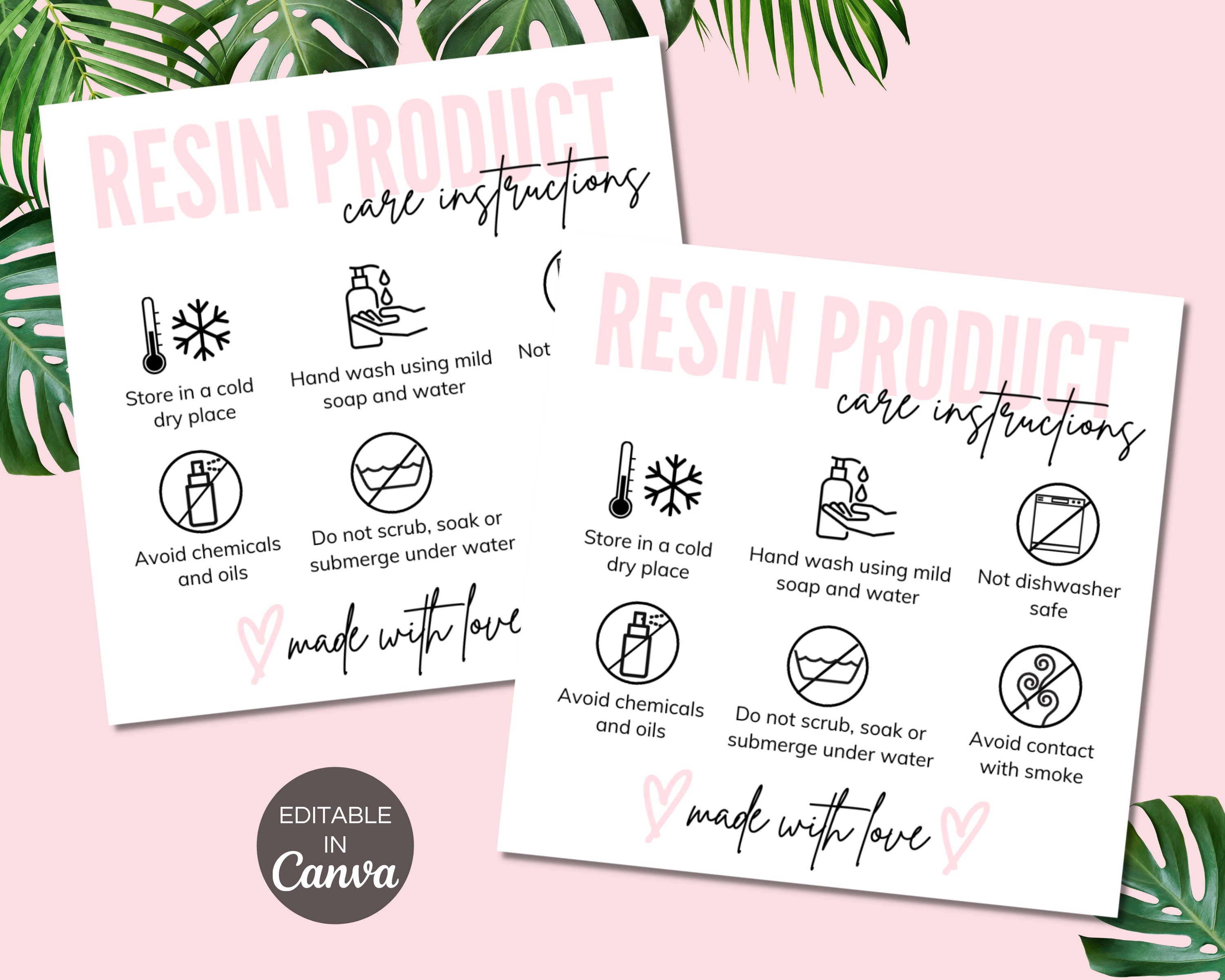 Resin Care Card Editable Template Printable Resin - Etsy