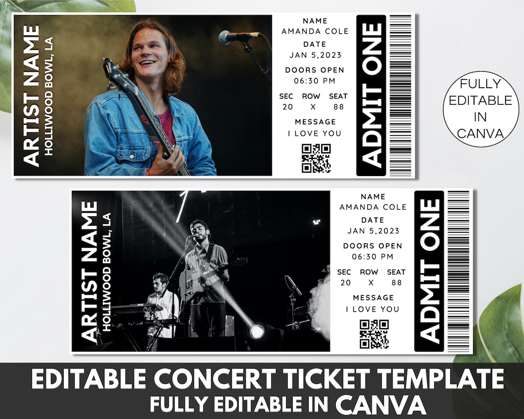 Editable Concert Ticket Template, Printable Event Ticket, Custom ...