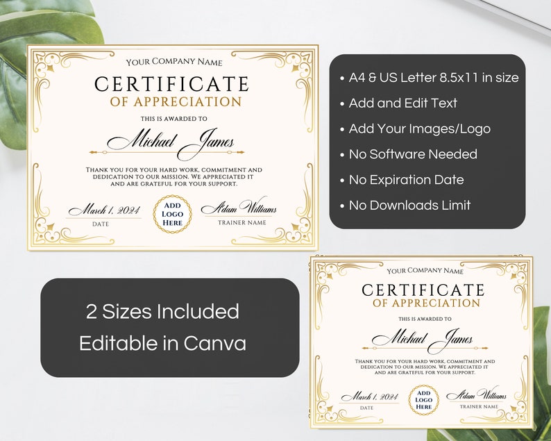 Certificate of Appreciation, Printable Appreciation Certificates ...