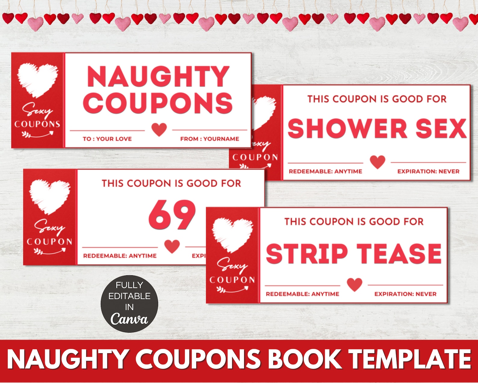 Naughty Coupons Template. Printable Naughty Coupon Book, Editable Sex ...