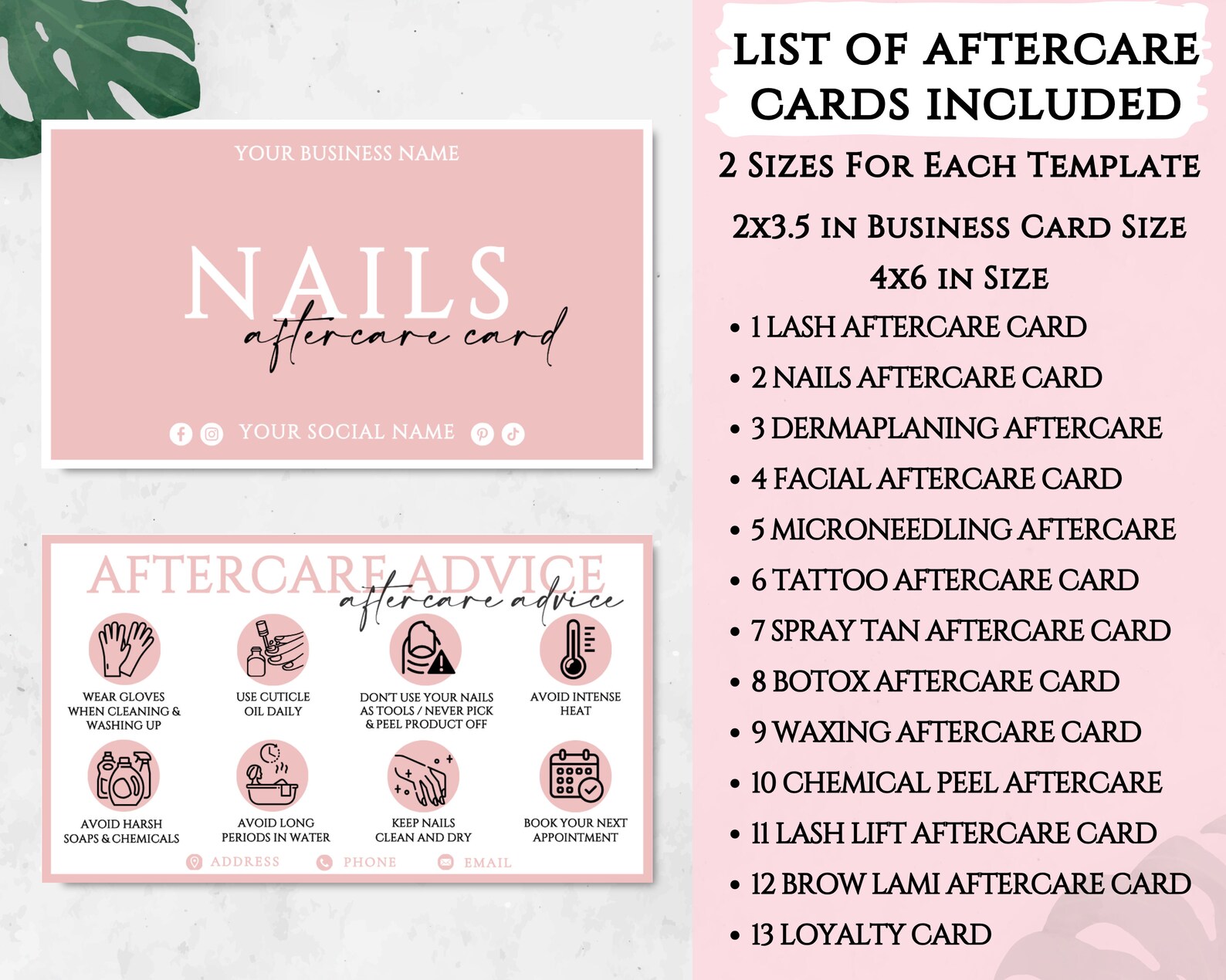 Aftercare Cards Templates Bundle, Editable Esthetician Template Bundle ...